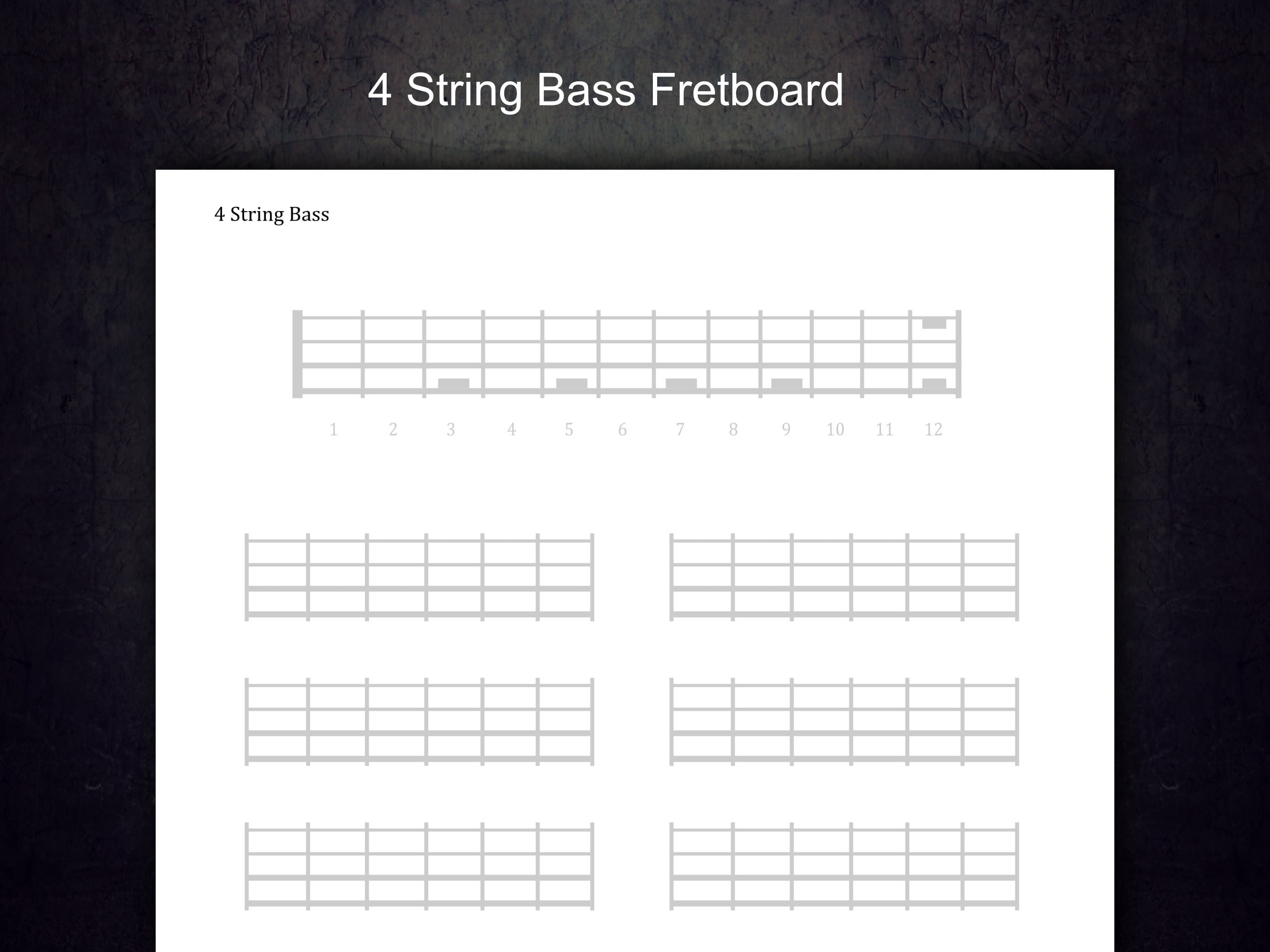 4 String Printable Bass Blank Fretboard. - Etsy