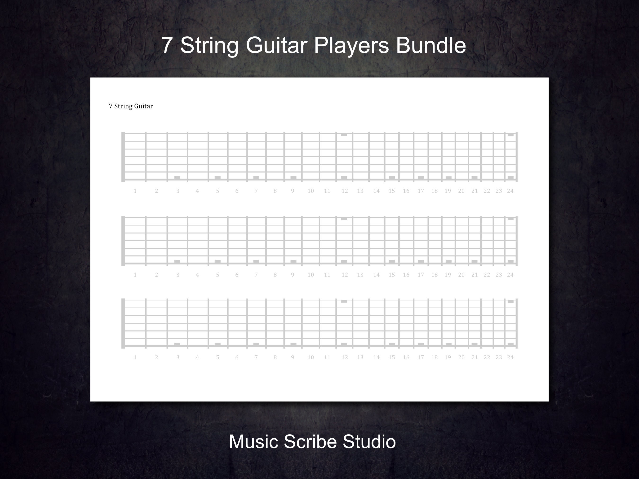 7 String Printable Guitar Players Bundle, Blank Fretboards and Chord ...