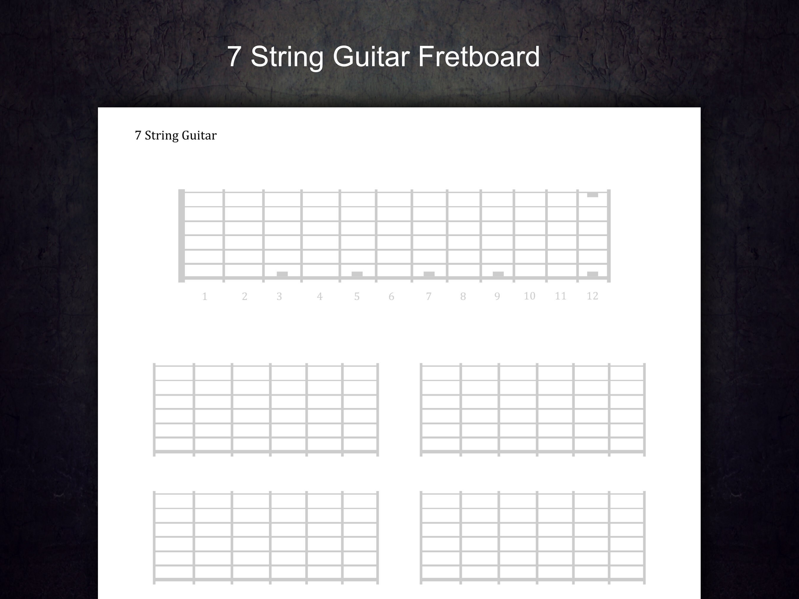 7 String Printable Guitar Blank Fretboard. - Etsy Australia