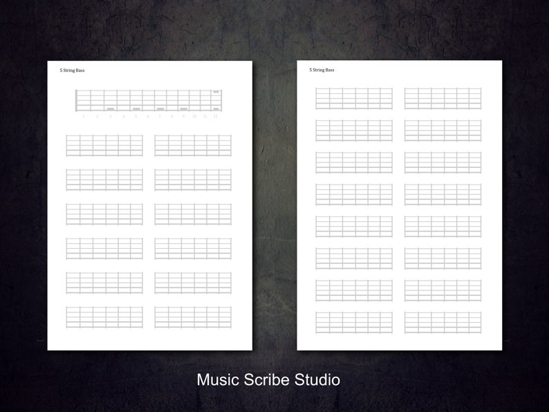 5 String Printable Bass Blank Fretboard. - Etsy