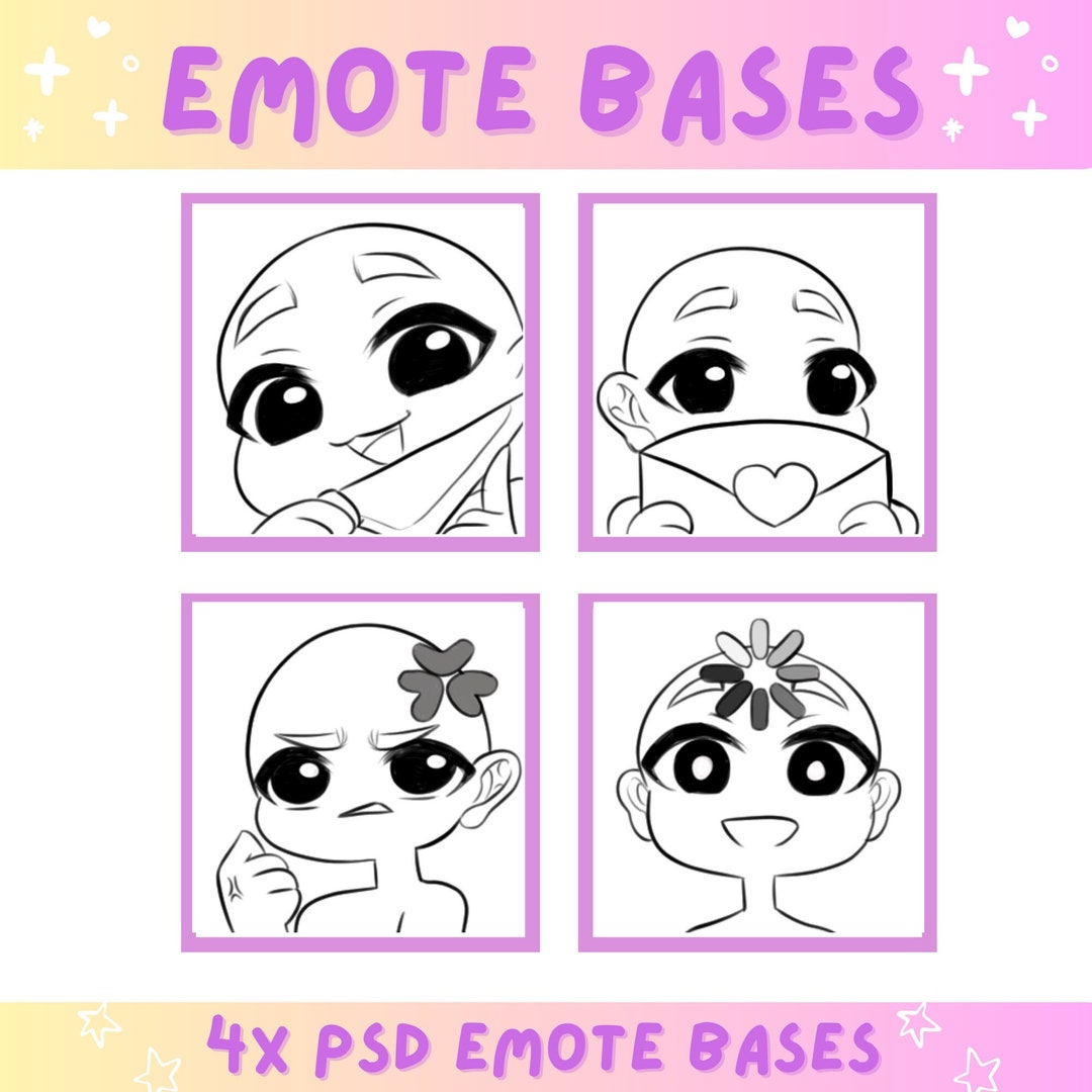 4x DIY Emote Bases Youtube, Discord, & Twitch Emotes Kawaii Emotes ...