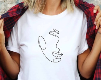Abstract Faces Shirt, Abstract Design T-shirt, Boho Art Shirt, Line Art ...