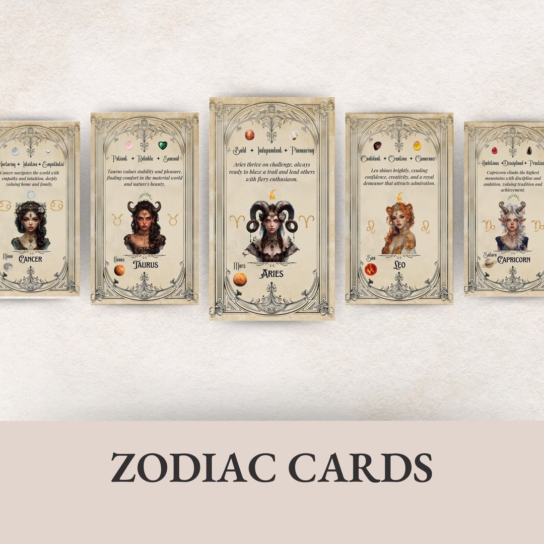 Zodiac Sign Cards, Astrology Cards, Astrology Guide, Horoscope Cards ...