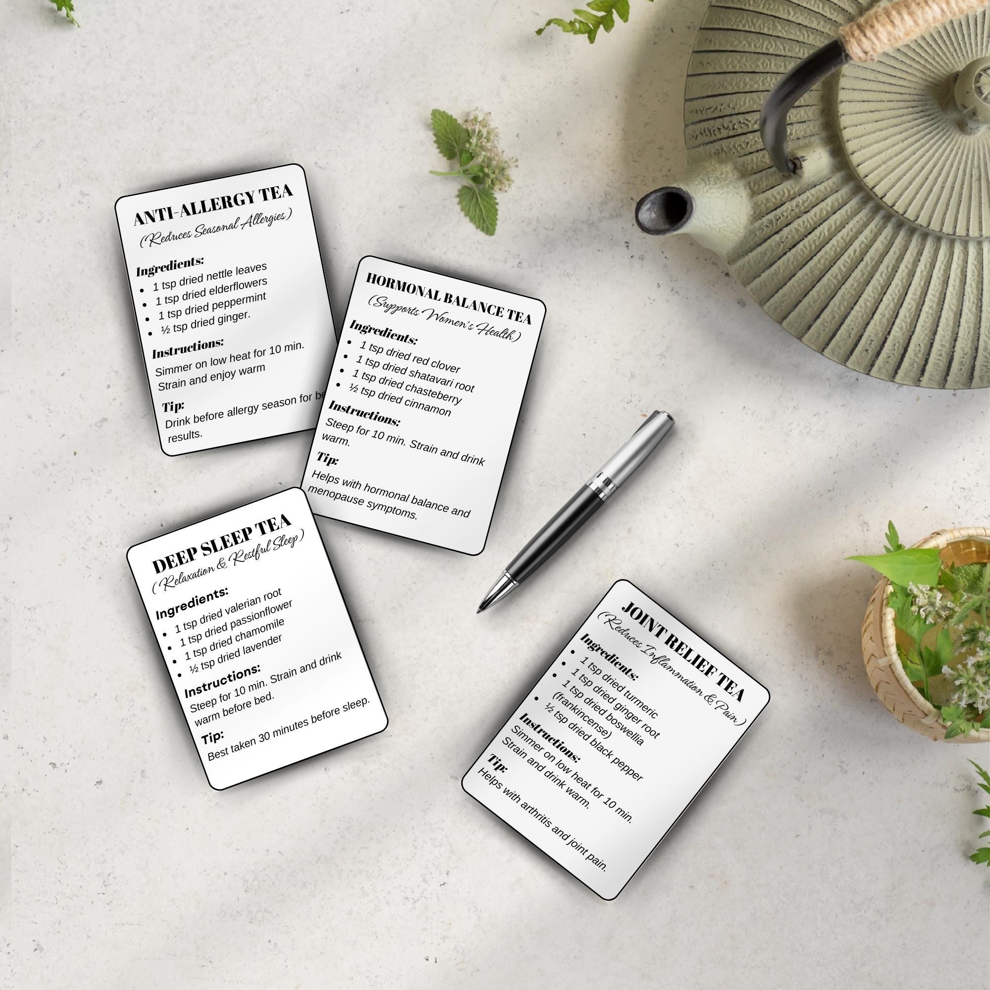 Herbal Tea Recipe Cards: Holistic Wellness Blends (printable PDF) - Etsy