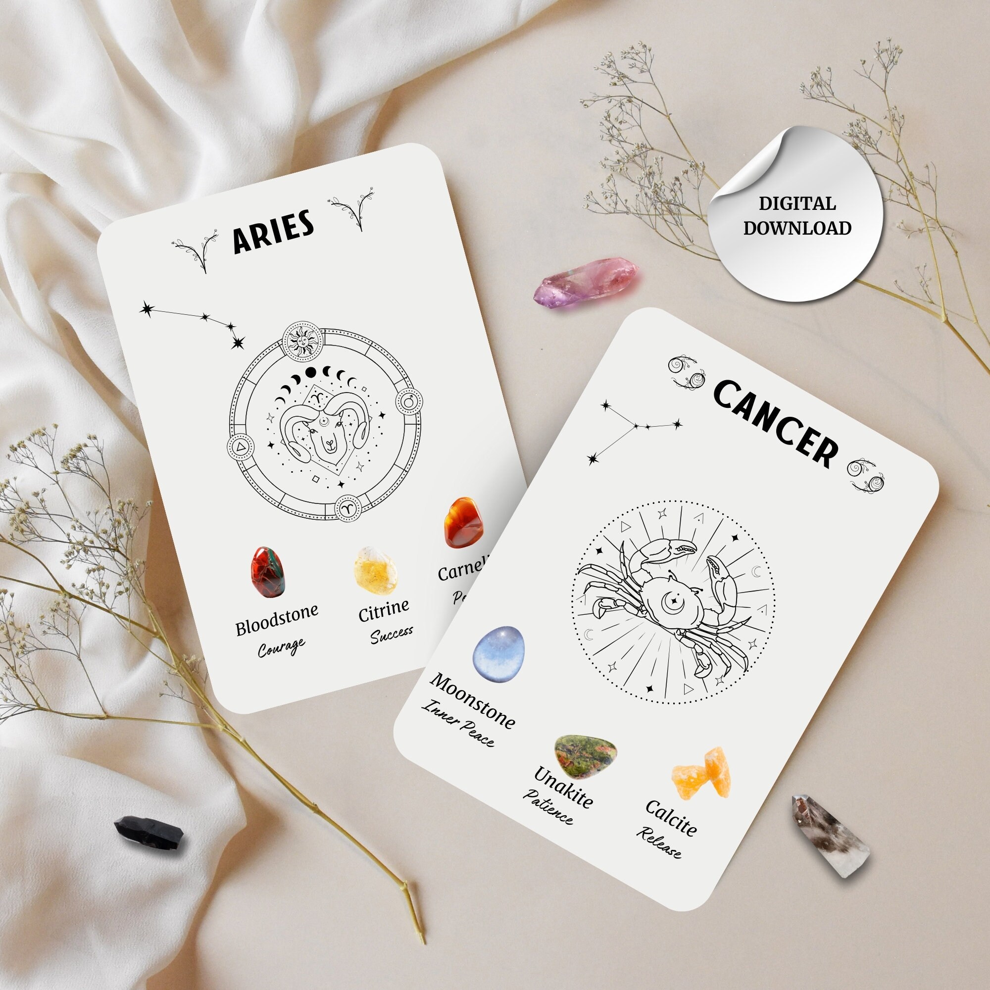 Zodiac Crystal Cards, Zodiac Cards, Crystal Cards, Astrology Cards ...