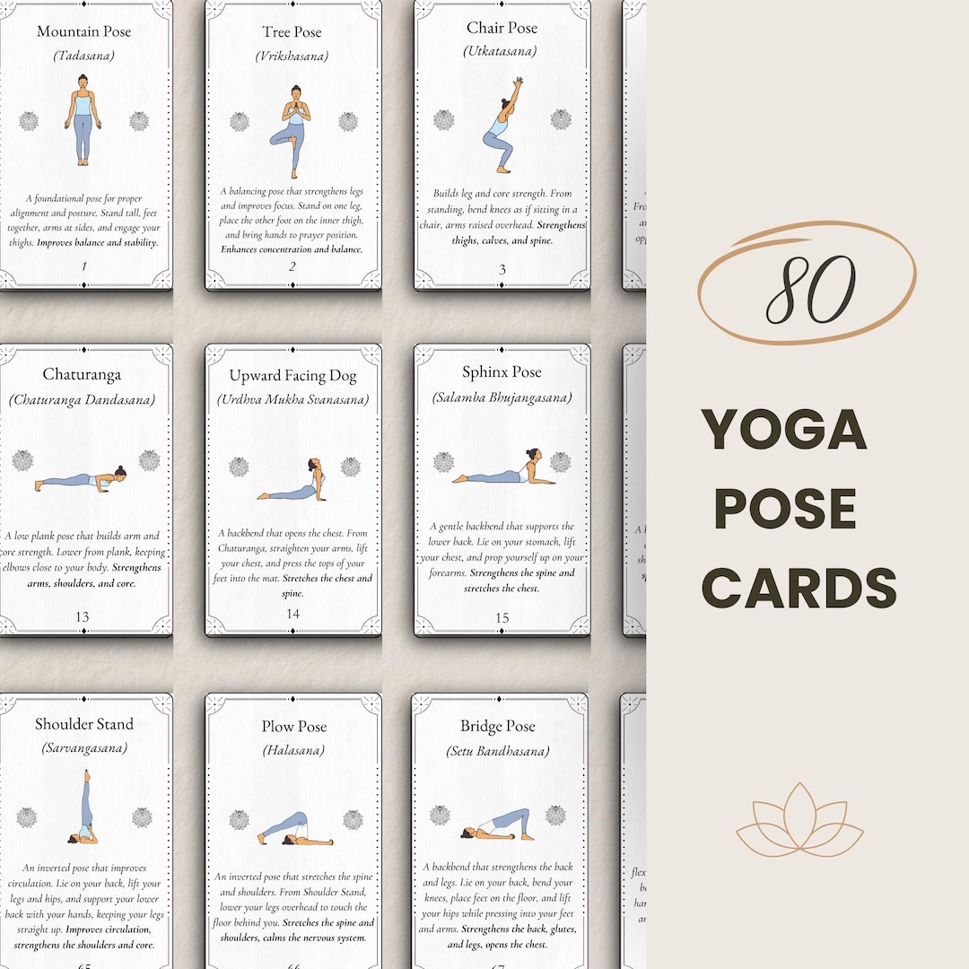 80 Printable Yoga Pose Cards: Beginner to Advanced (PDF) - Etsy