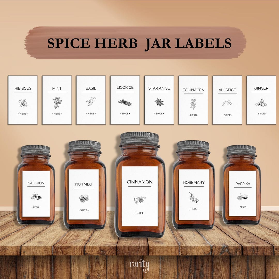 Printable Spice Jar Labels: Minimalist Kitchen Herb Labels (PDF) - Etsy
