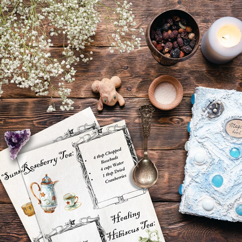 Witch Tea Recipes Grimoire Pages, Printable Witchcraft, Book of Shadows ...