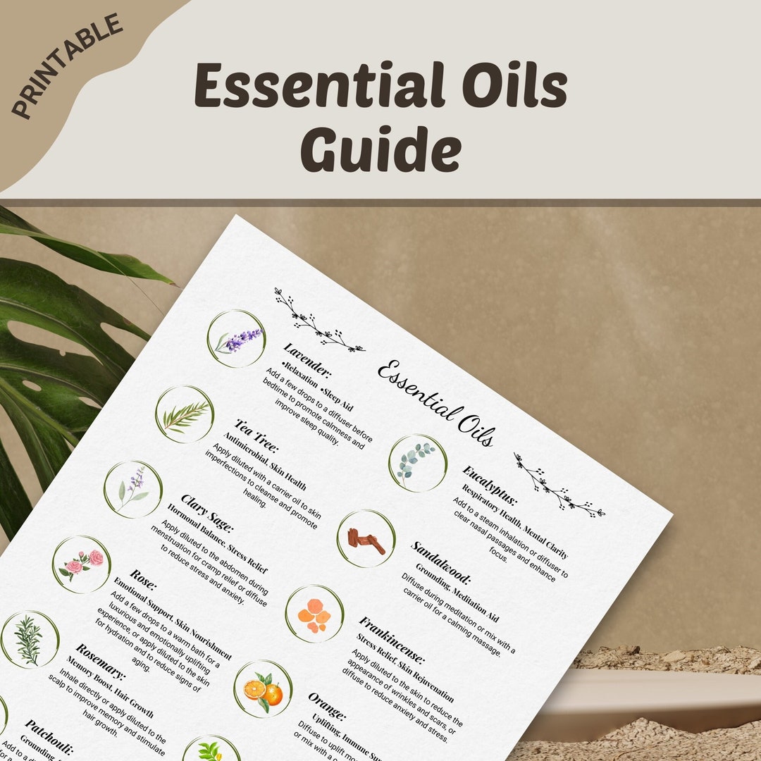 Essential Oil Guide: Aromatherapy Chart (printable) - Etsy