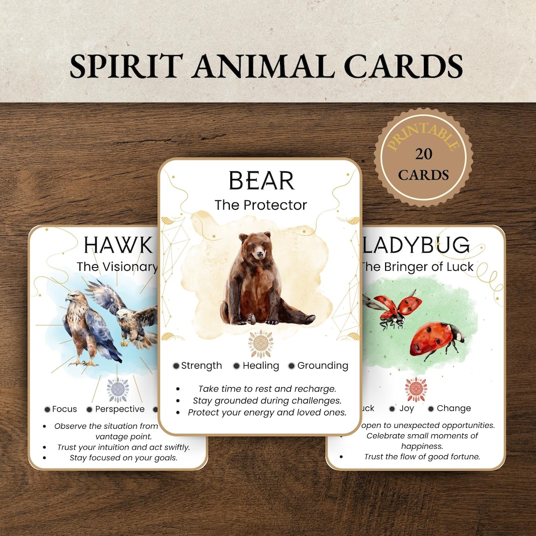 Spirit Animal Cards, Witches Familiars, Printable Oracle Deck, Grimoire ...