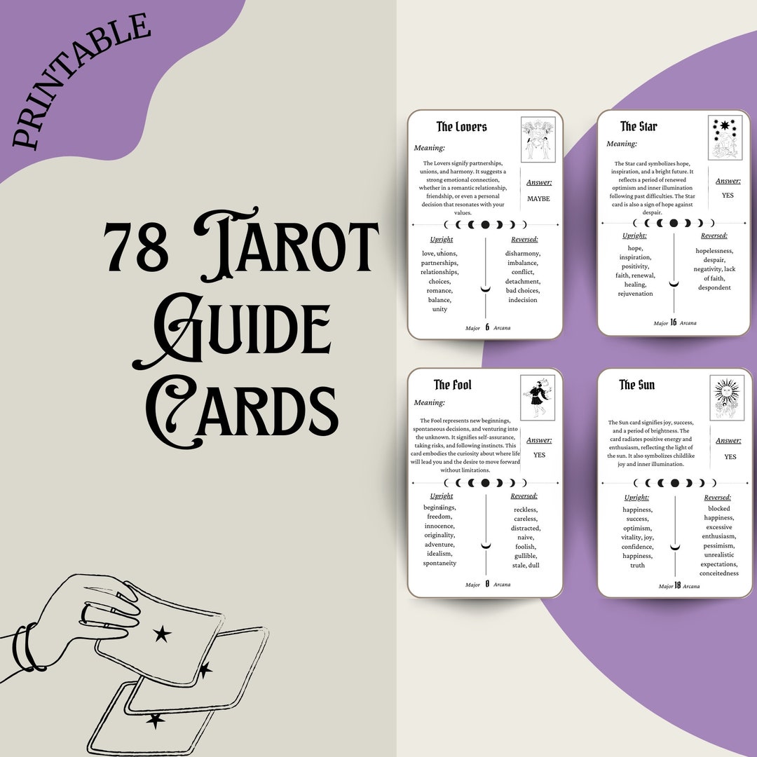 78 Tarot Guide Cards: Beginner Learning Deck (digital Download) - Etsy