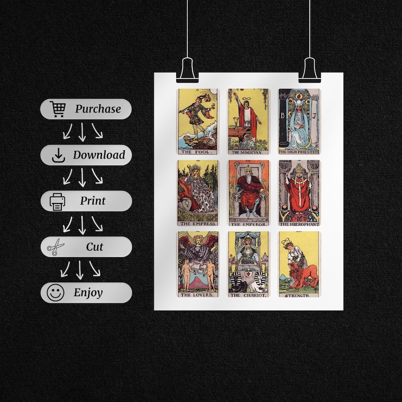 Printable Tarot Deck: Medium Size, Major & Minor Arcana (PDF Download ...