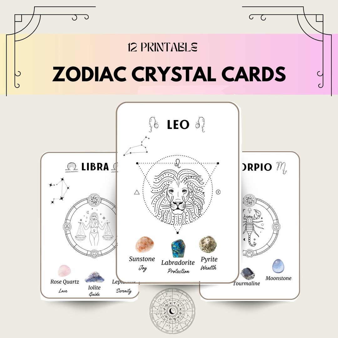 Zodiac Crystal Cards, Zodiac Cards, Crystal Cards, Astrology Cards ...