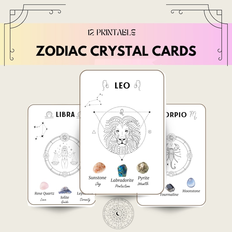 Zodiac Crystal Cards, Zodiac Cards, Crystal Cards, Astrology Cards ...