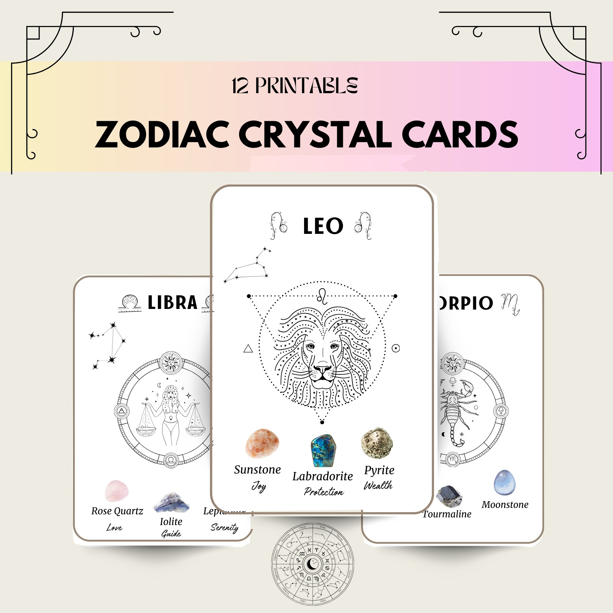 Zodiac Crystal Cards, Zodiac Cards, Crystal Cards, Astrology Cards ...