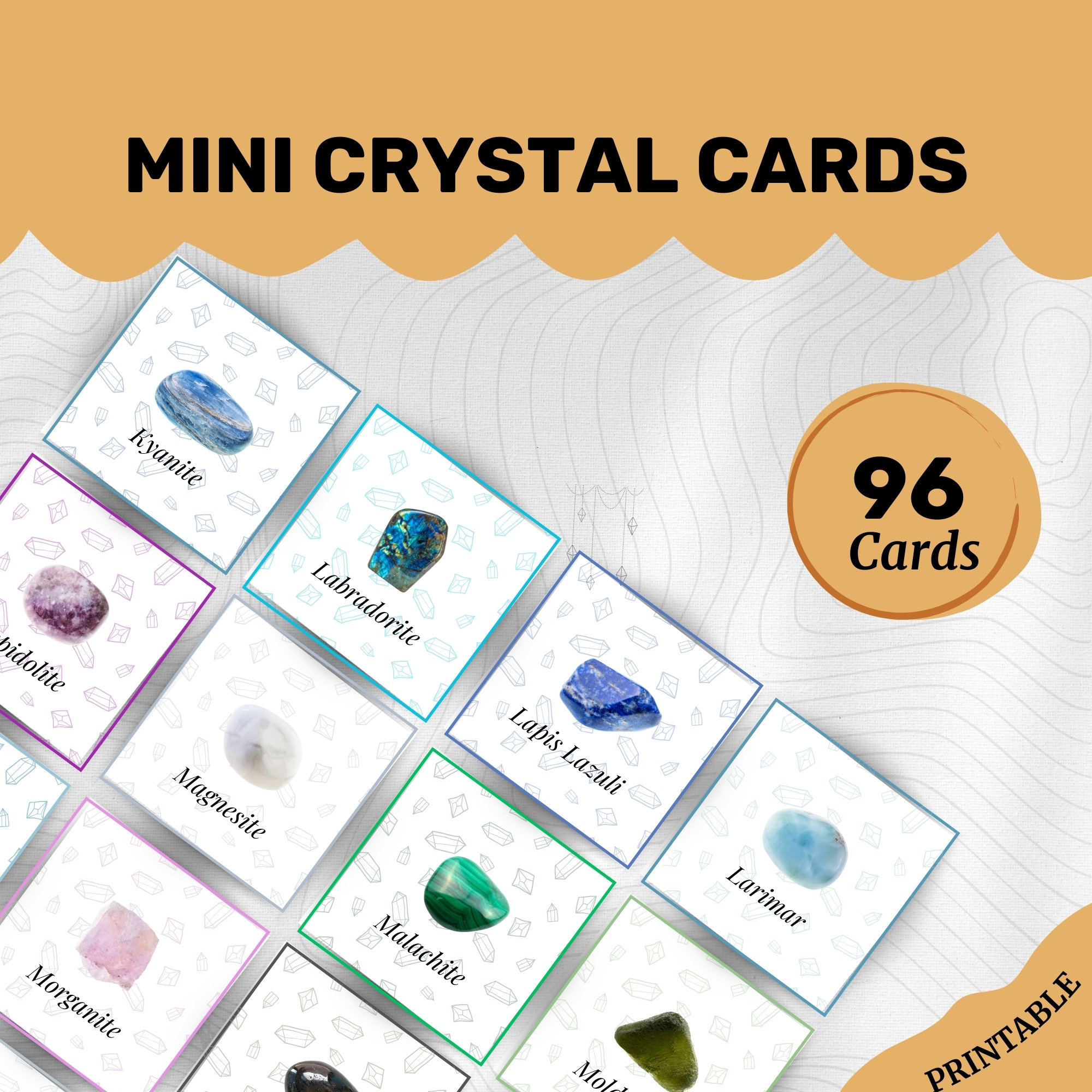 Mini Crystal Cards, 96 Mini Crystal Cards, Printable Crystal Cards ...