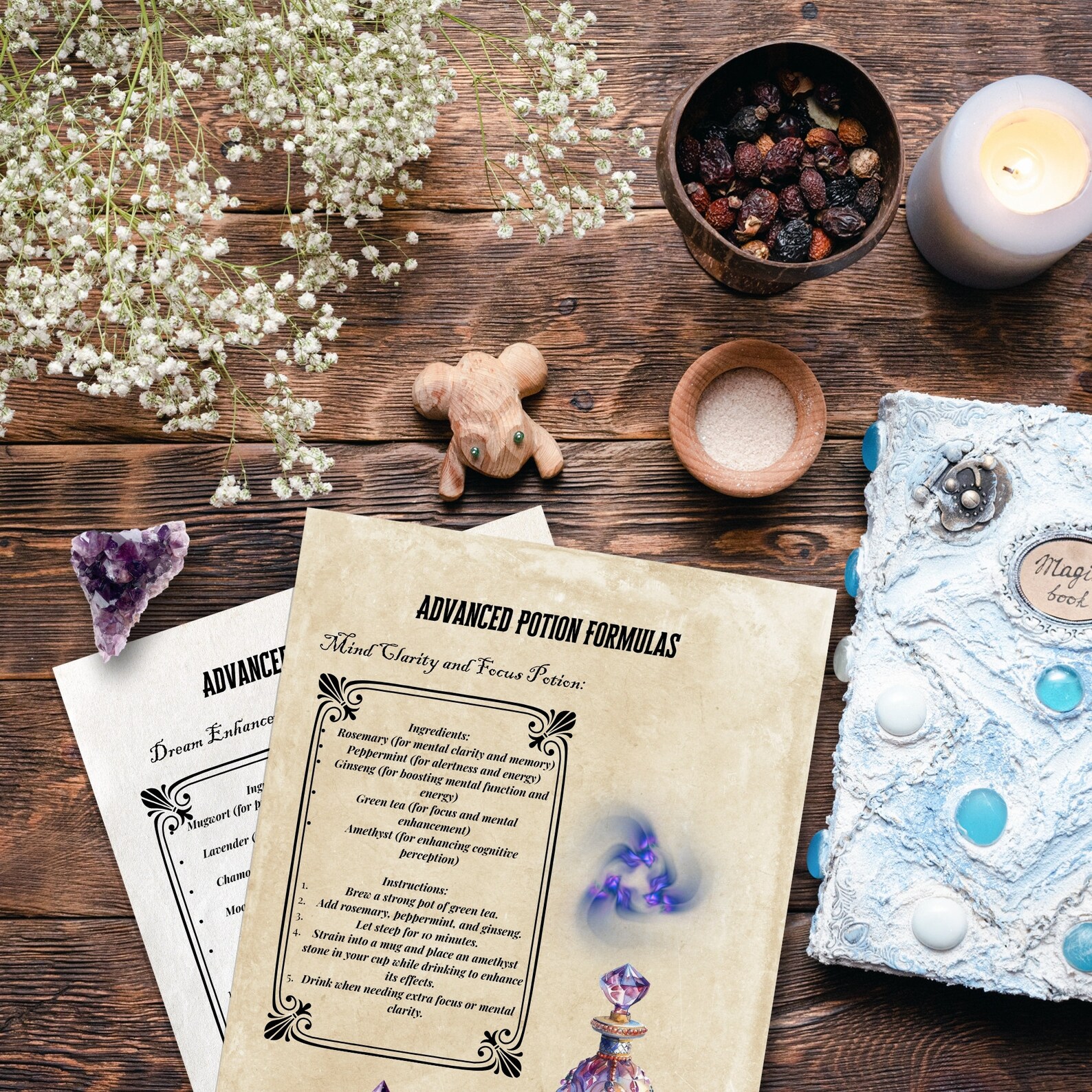 Potions Grimoire Pages, Book of Shadow Pages, Printable Witchcraft ...