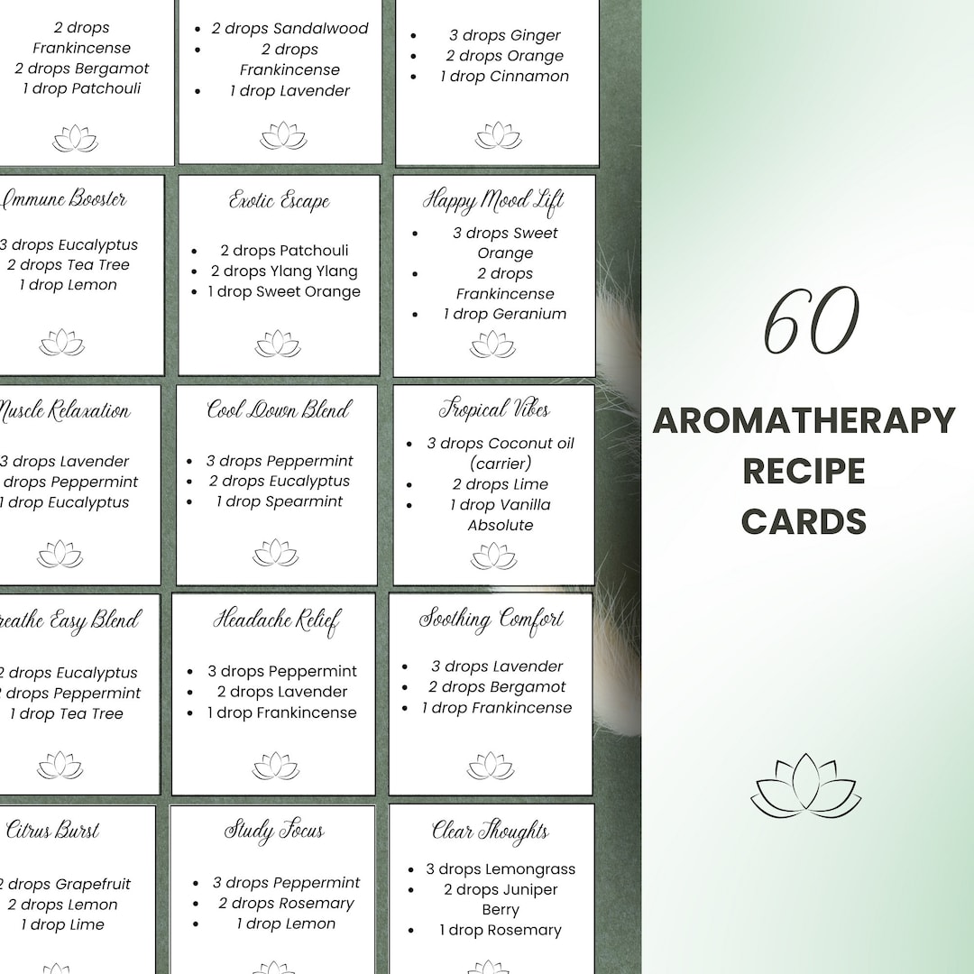 Aromatherapy Recipe Cards: 60 Essential Oil Blends (PDF Pattern) - Etsy