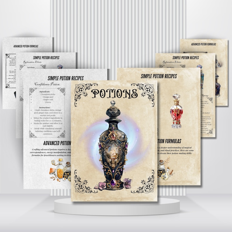Potions Grimoire Pages, Book of Shadow Pages, Printable Witchcraft ...