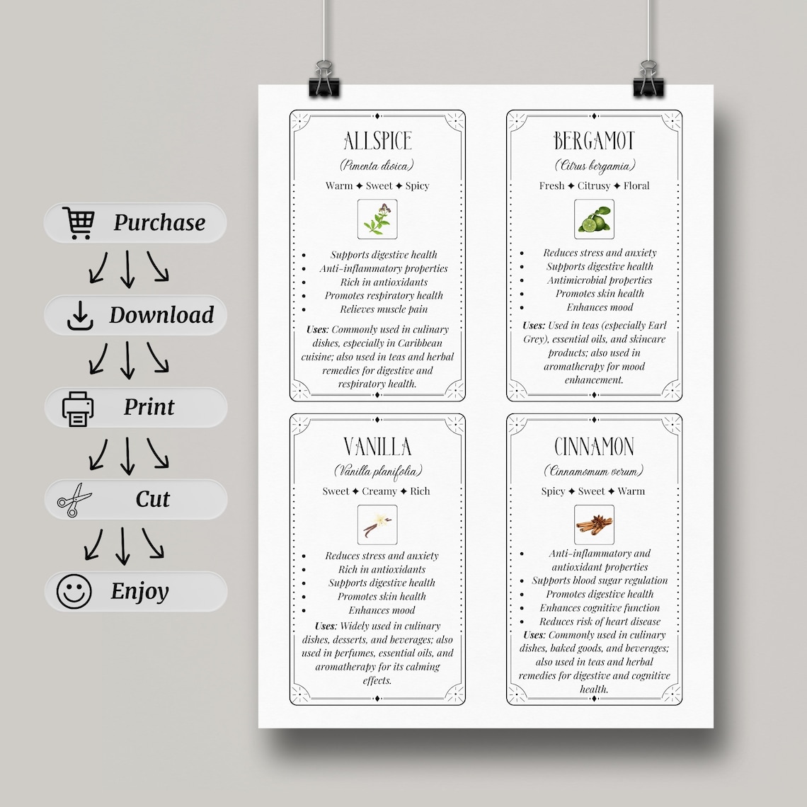 60 Herb Information Cards: Apothecary Medicinal Plant Guide (PDF) - Etsy
