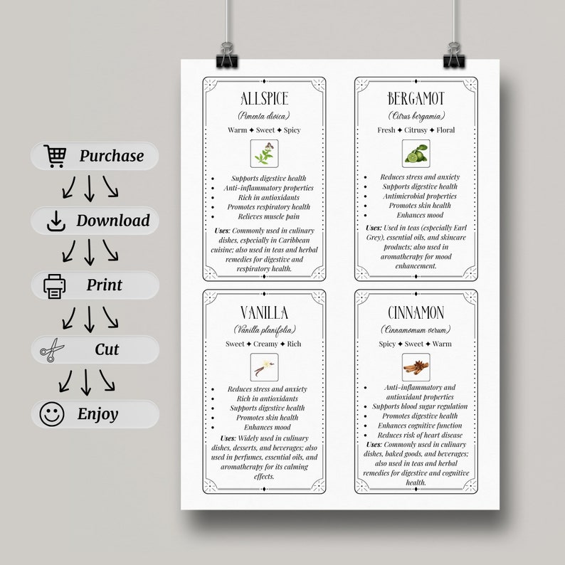60 Herb Information Cards: Apothecary Medicinal Plant Guide (PDF) - Etsy