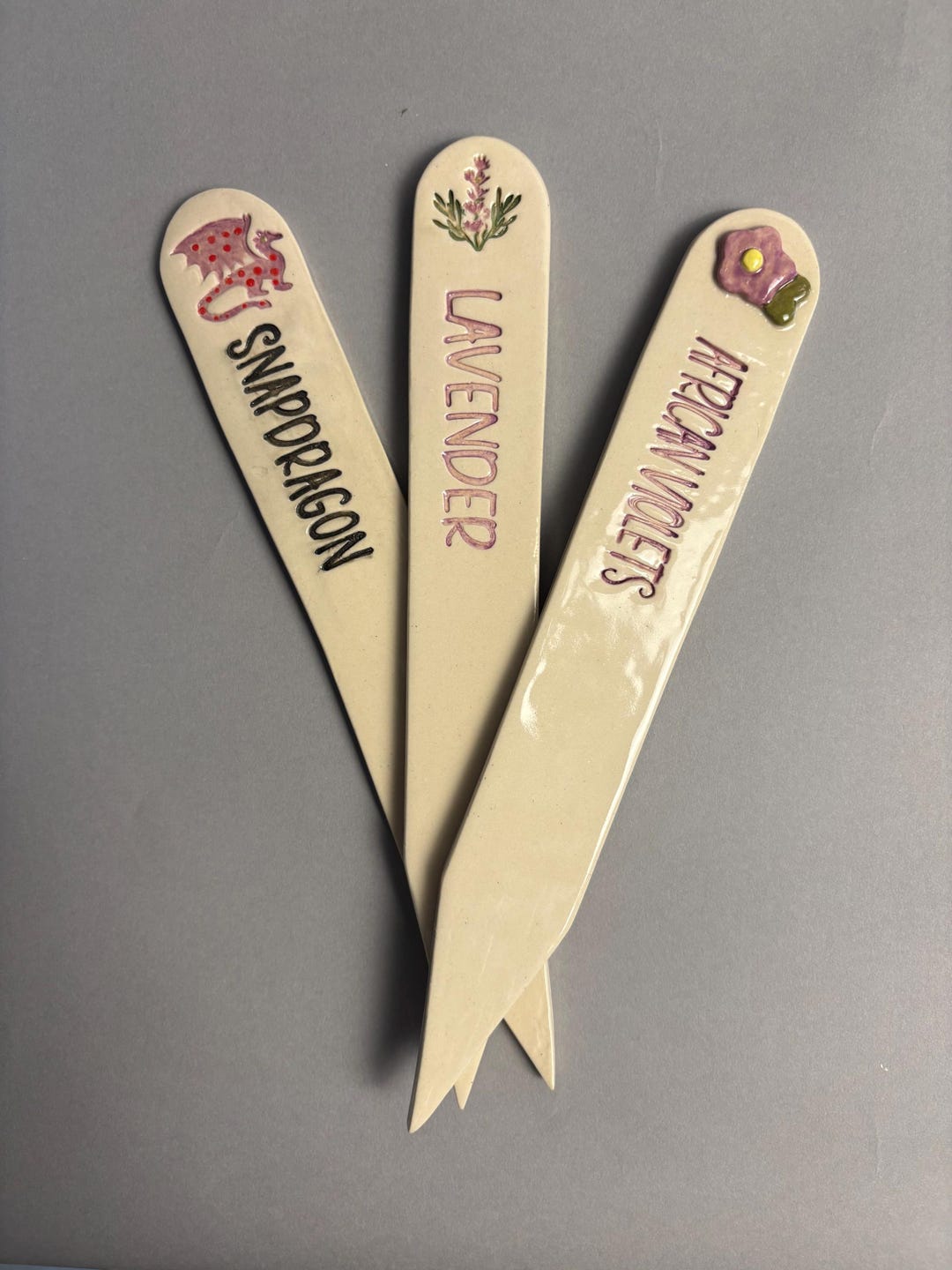 Ceramic Flower Plant Markers – Handmade Garden Stakes, Flower ID ...