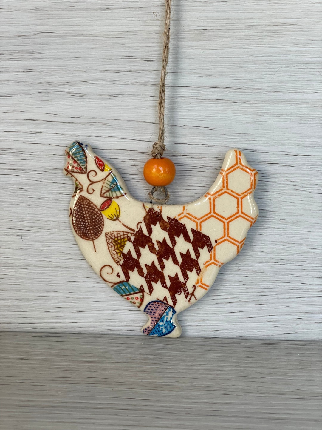 Ceramic Chicken Ornament, Handmade, One of a Kind, Funky Chicken, Fun ...