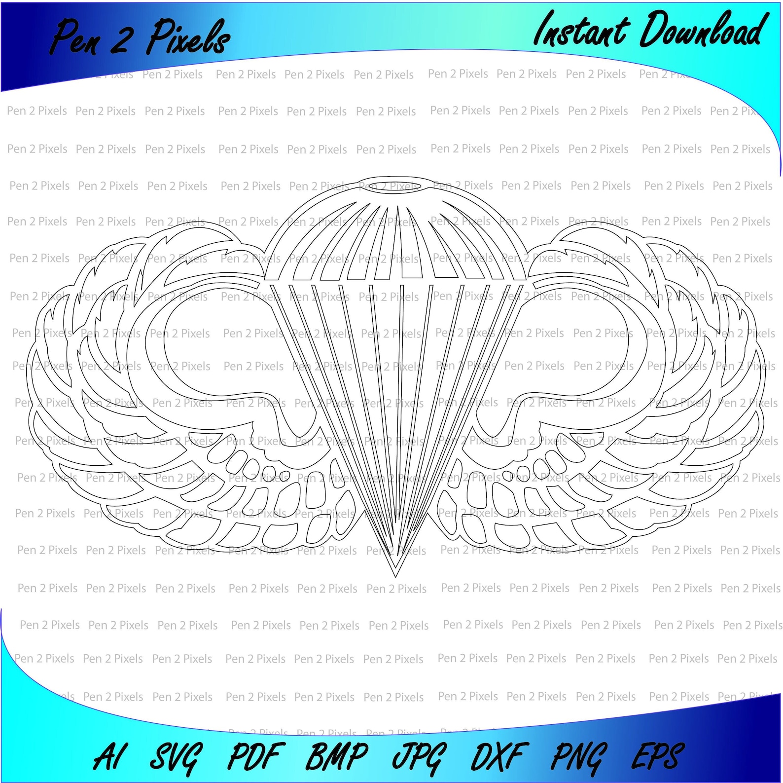 Airborne SVG, Parachute, Digital Download, Cut File, Engraving, Bmp ...