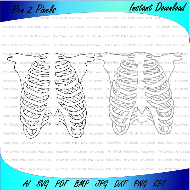 Rib Cage, Silhouette Digital Download, Cut, Engraving, Bmp, Dxf, Eps ...