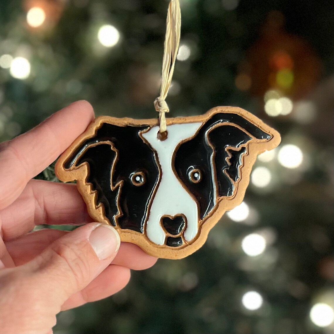 Border Collie Ornament: Local Handmade Hand Painted Ceramic Clay ...