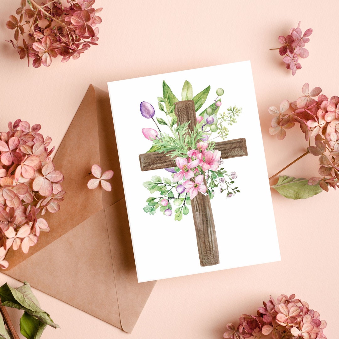 Cross Printable Card, Printable Cross Card, 5x7 Card, Instant Download ...