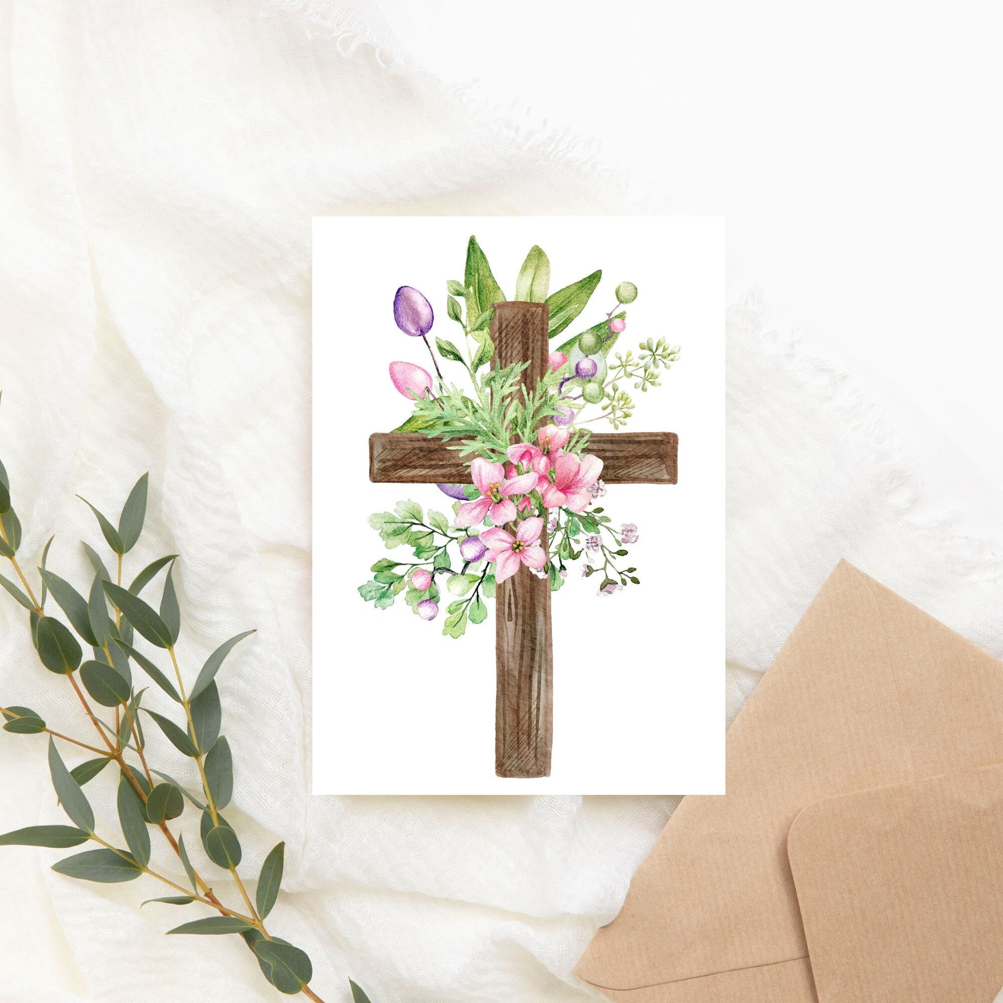 Cross Printable Card, Printable Cross Card, 5x7 Card, Instant Download ...