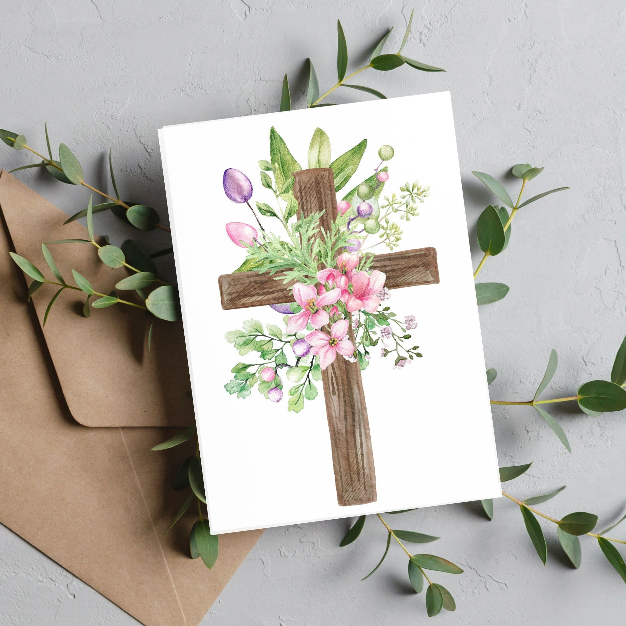 Cross Printable Card, Printable Cross Card, 5x7 Card, Instant Download ...