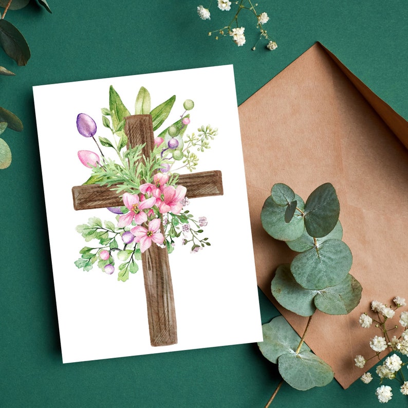 Cross Printable Card, Printable Cross Card, 5x7 Card, Instant Download ...