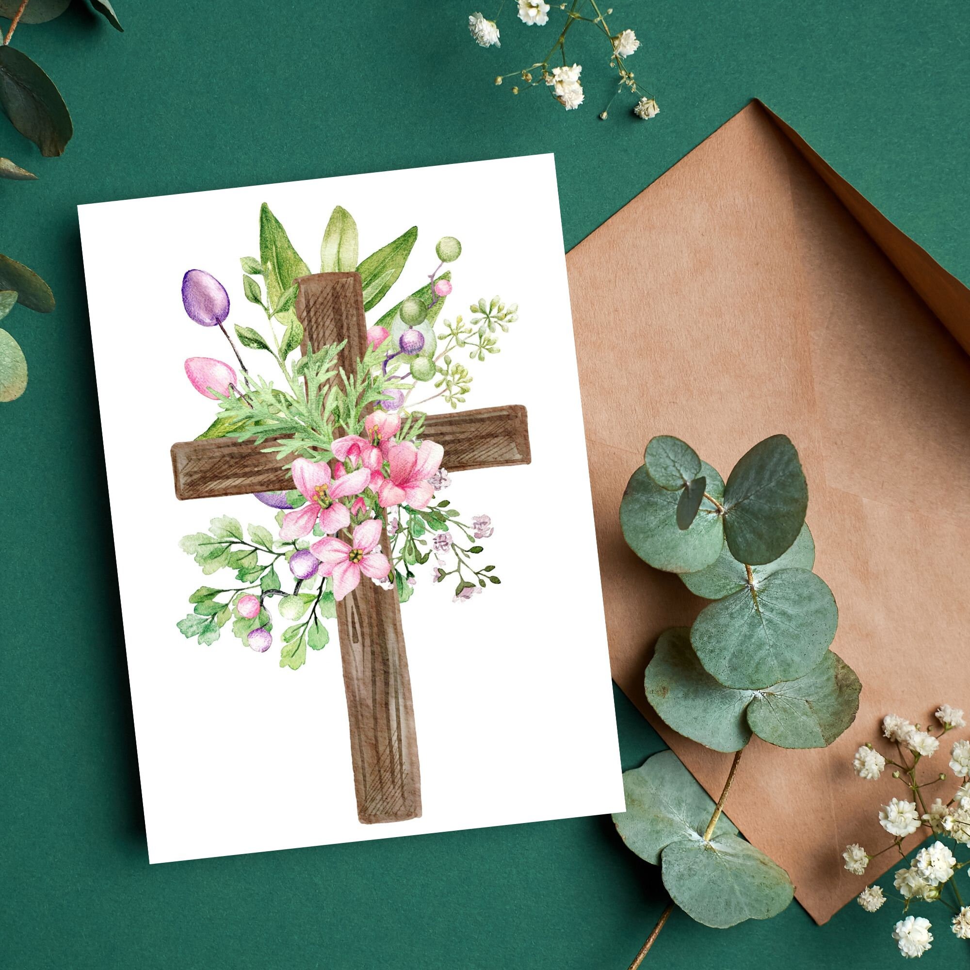 Cross Printable Card, Printable Cross Card, 5x7 Card, Instant Download ...