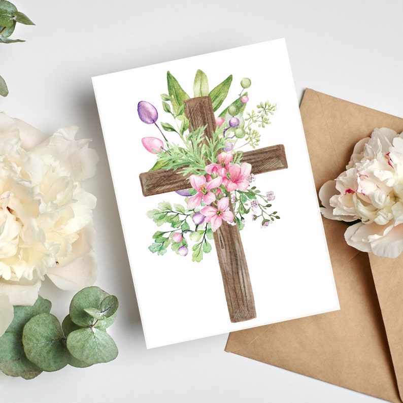 Cross Printable Card, Printable Cross Card, 5x7 Card, Instant Download ...