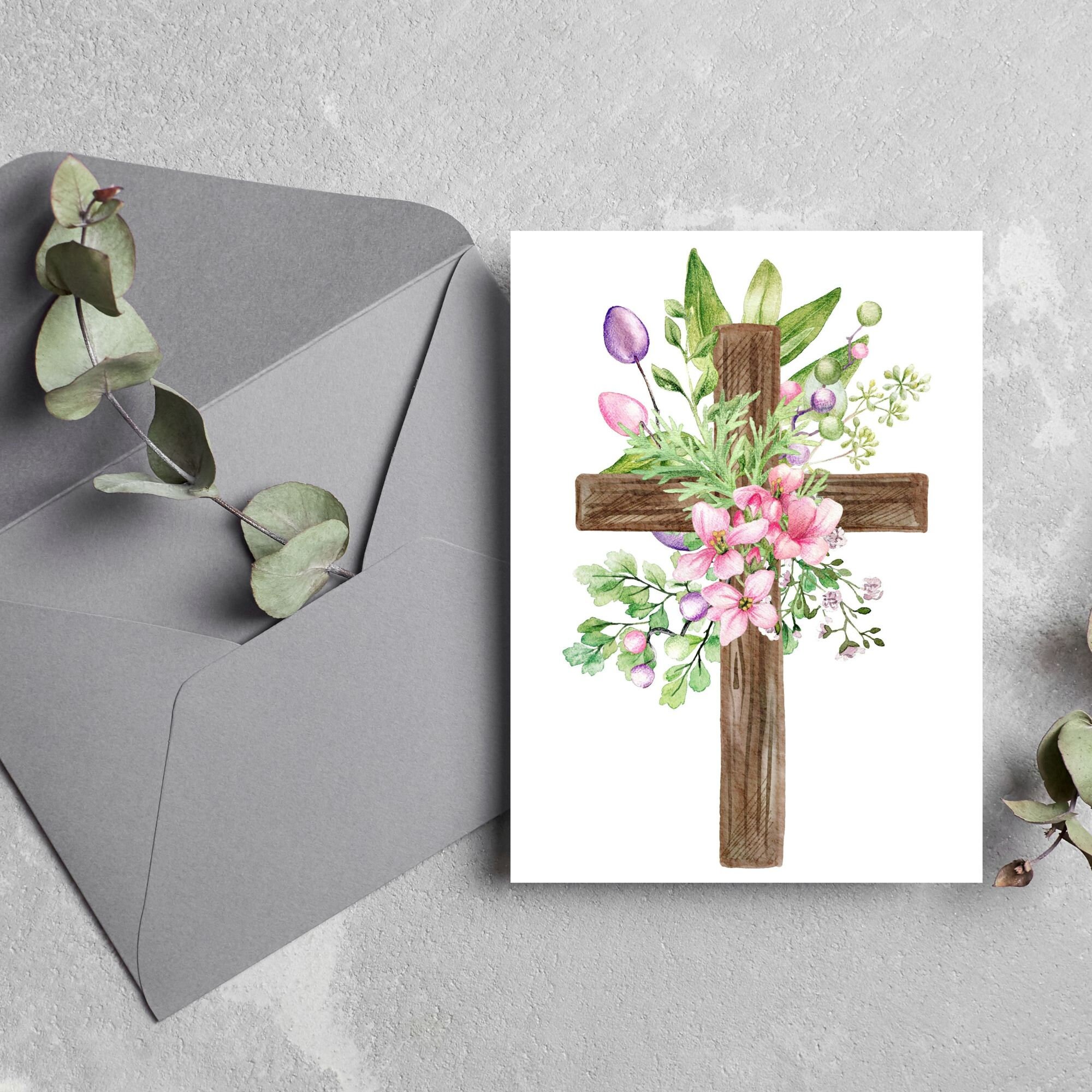 Cross Printable Card, Printable Cross Card, 5x7 Card, Instant Download ...