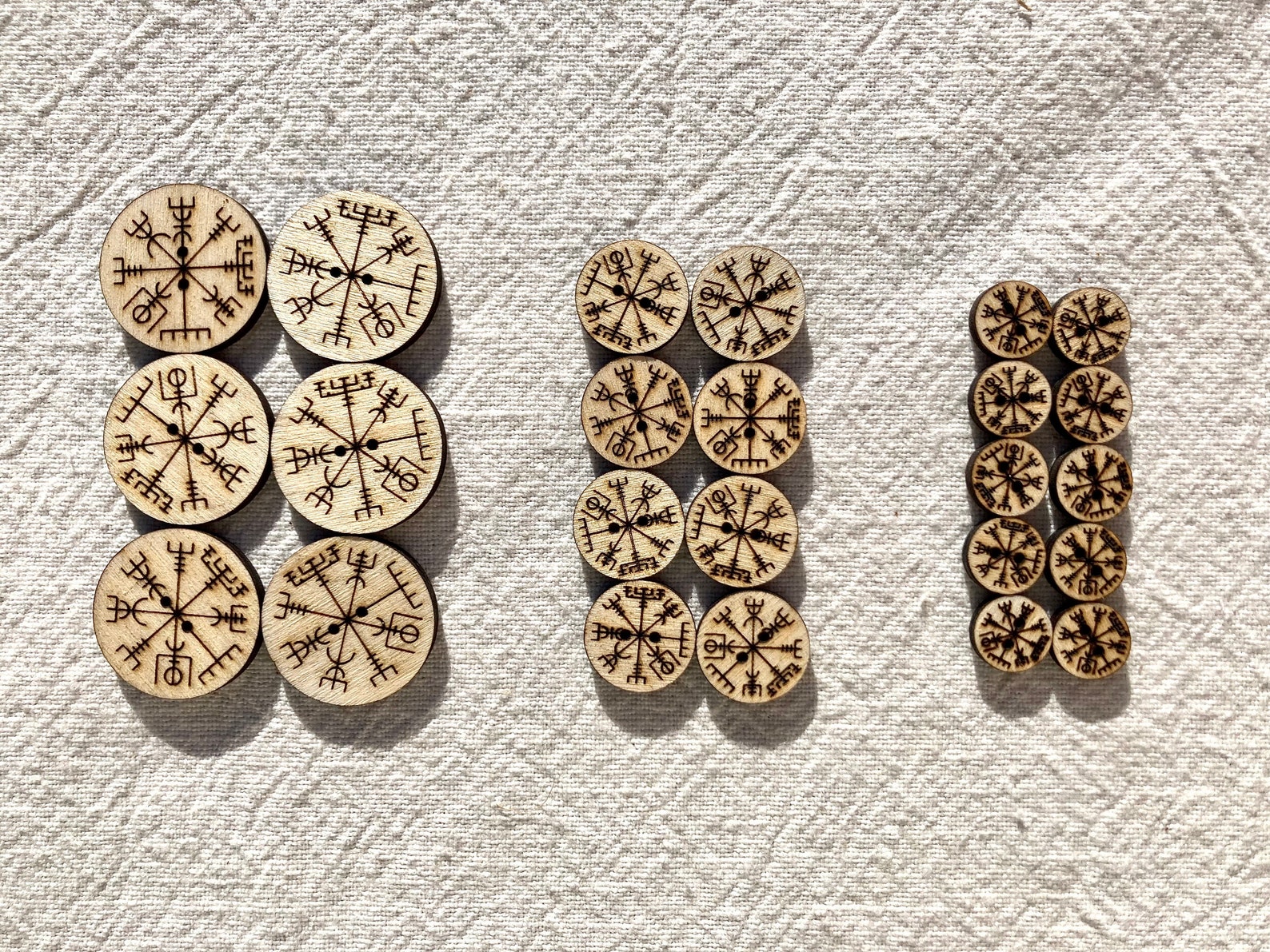 Vegvisir Button, Wayfinder Button, Nordic Compass Button, Viking ...