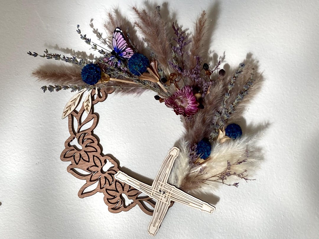Mini Imbolc Brigid Cross Dried Flower Wreath, Midwinter Candlemas St ...