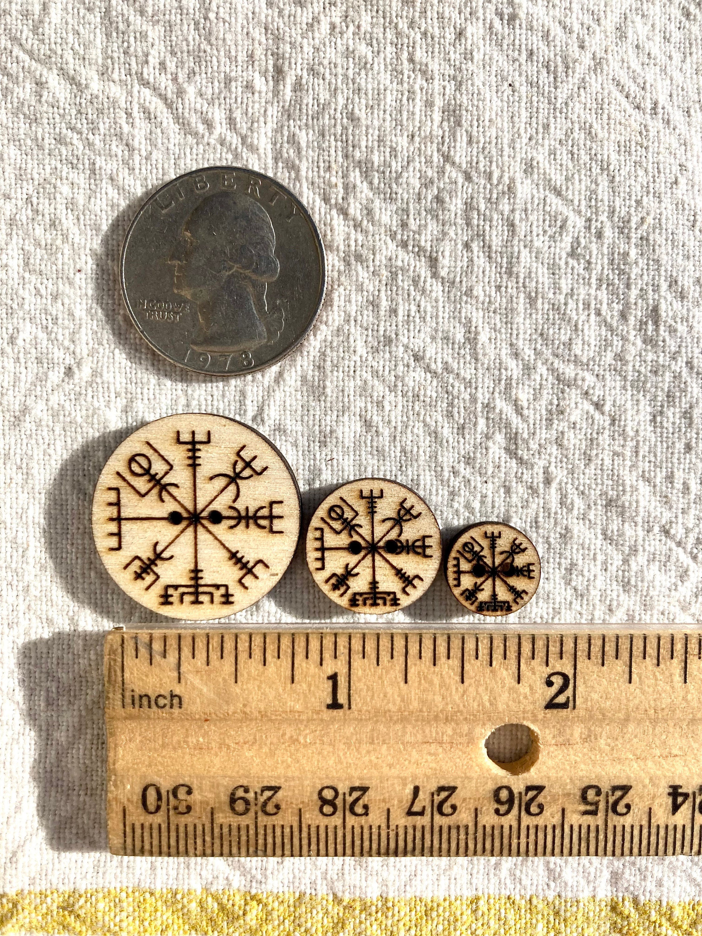Vegvisir Button, Wayfinder Button, Nordic Compass Button, Viking ...