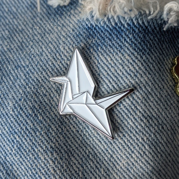 Crane Enamel Pin - Etsy