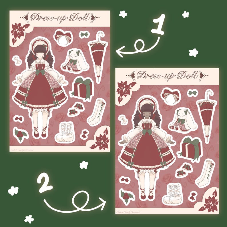 Lolita Fashion Doll Sticker Sheets Xmas Ver. - Etsy