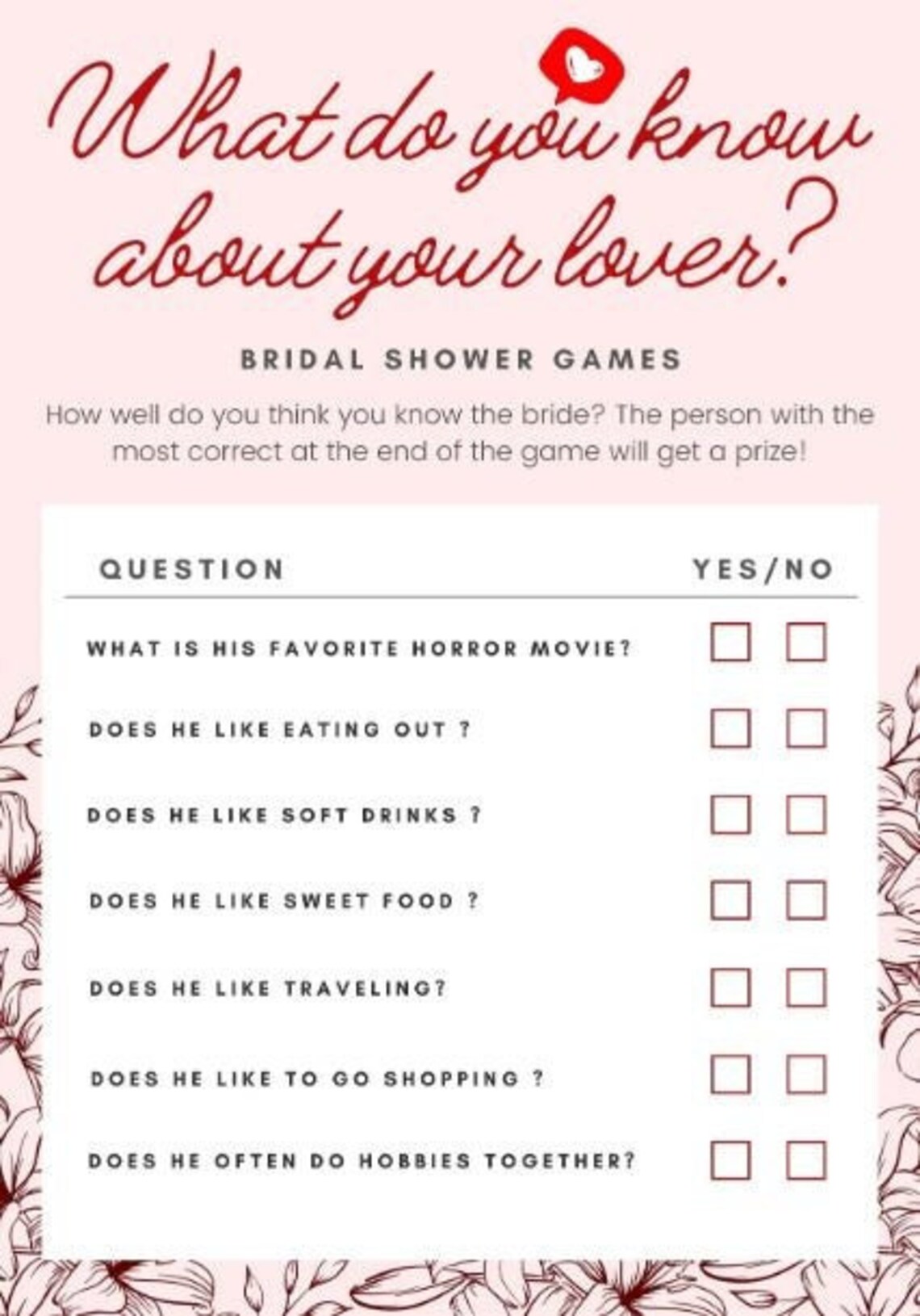 How Well Do You Know the Bride Game, Who Knows the Bride Best Bridal ...
