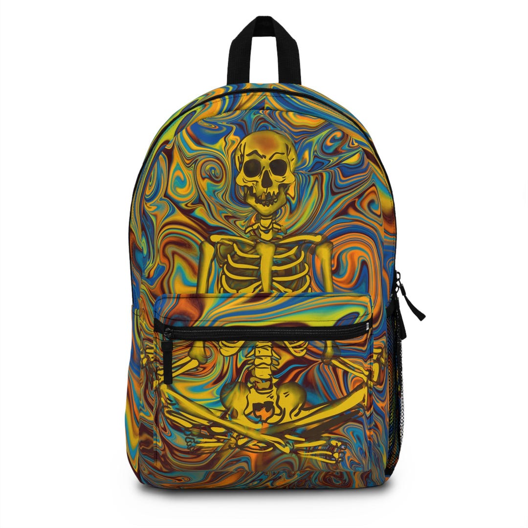 Psychedelic Skeleton Backpack | Colorful School Bag, Unique Gift ...