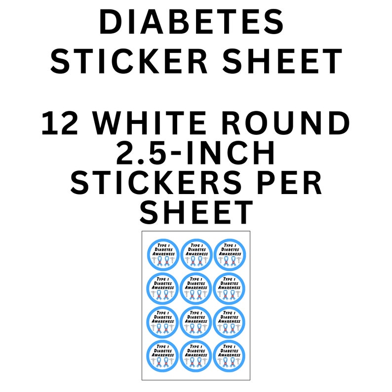 Diabetes Sticker Sheet Type 1 Diabetes Round 2.5 Inch Stickers for ...