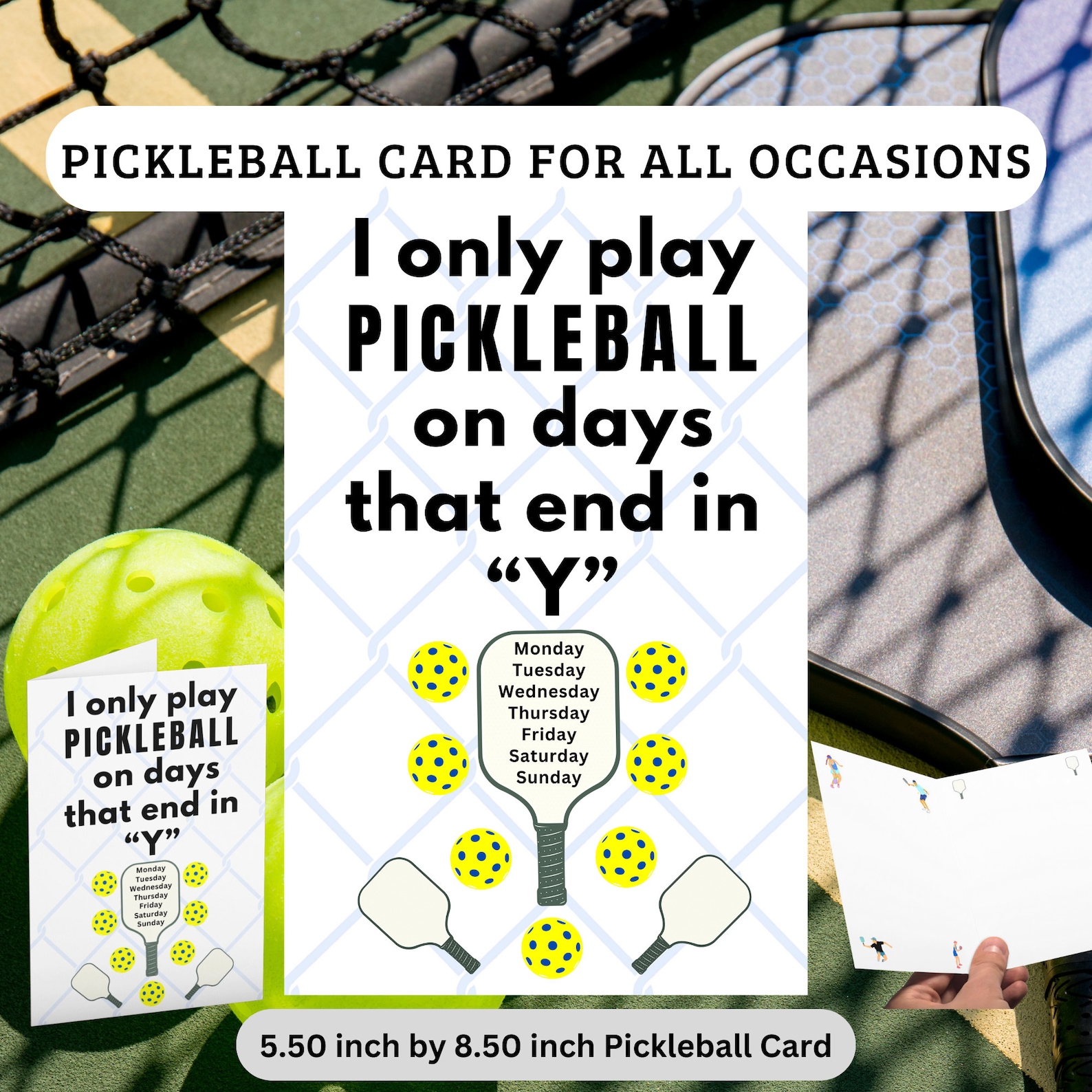 Pickleball Card for All Occasions Pickleball Blank Card Gifts for ...