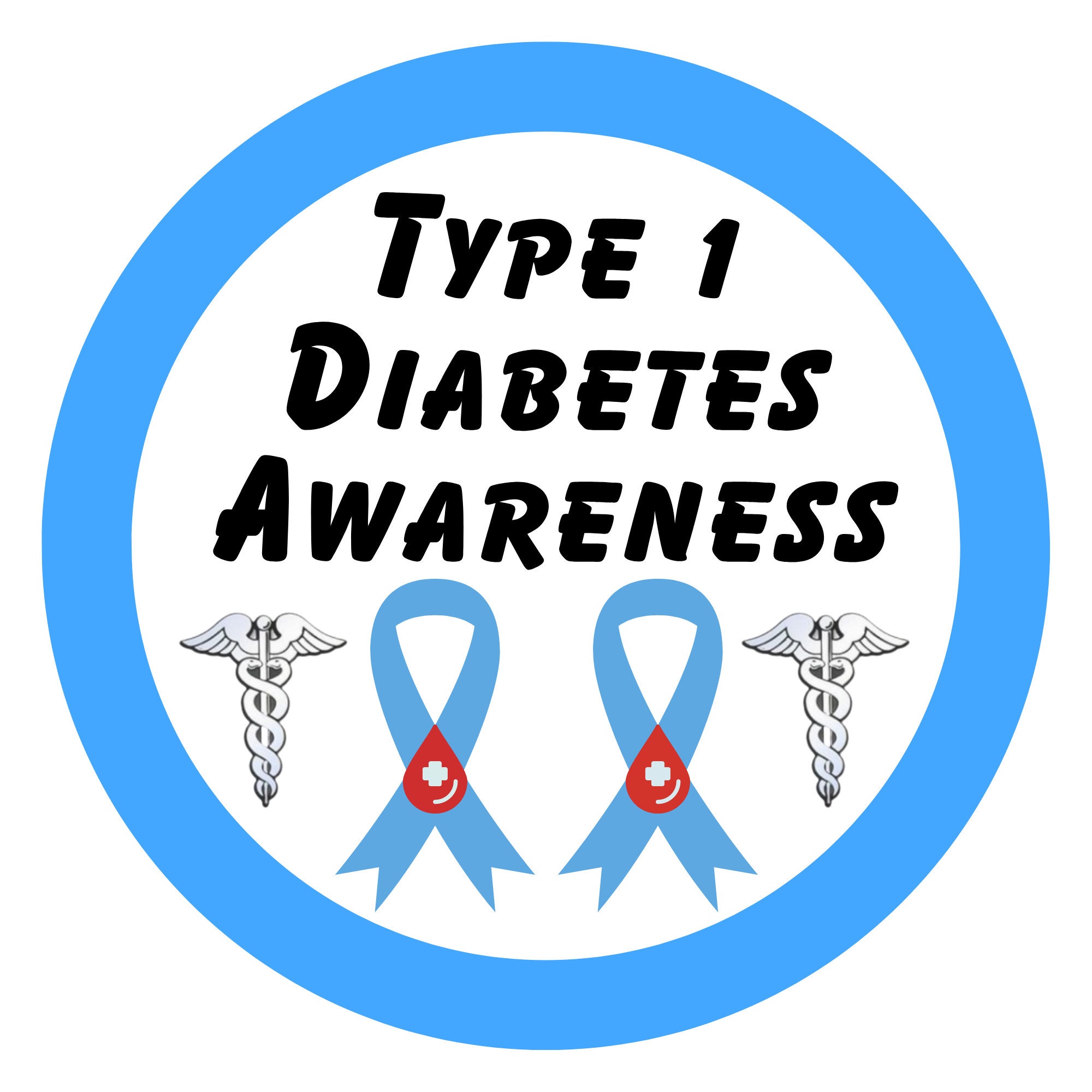 Diabetes Sticker Sheet Type 1 Diabetes Round 2.5 Inch Stickers for ...