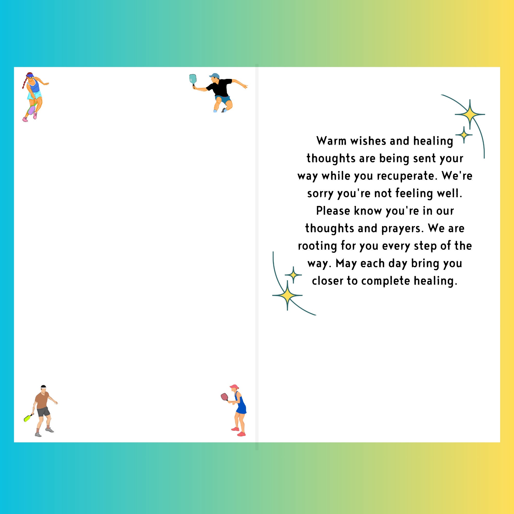 Pickleball Get Well Card Pickleball Gifts for Pickleball Playing ...