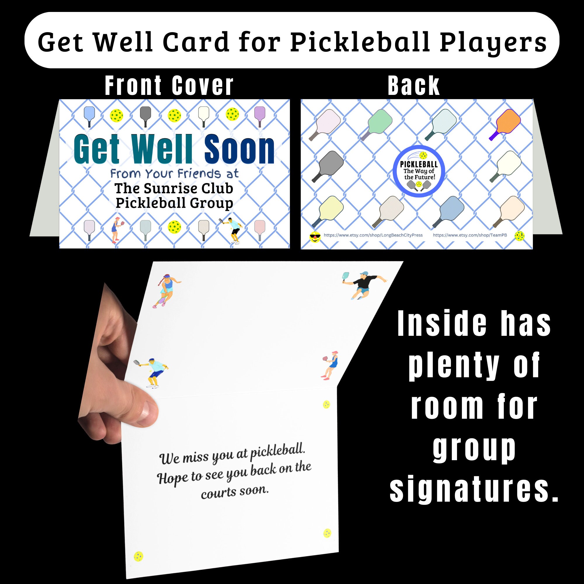 Get Well Soon Pickleball Card Pickleball Gifts for Pickleball Playing ...