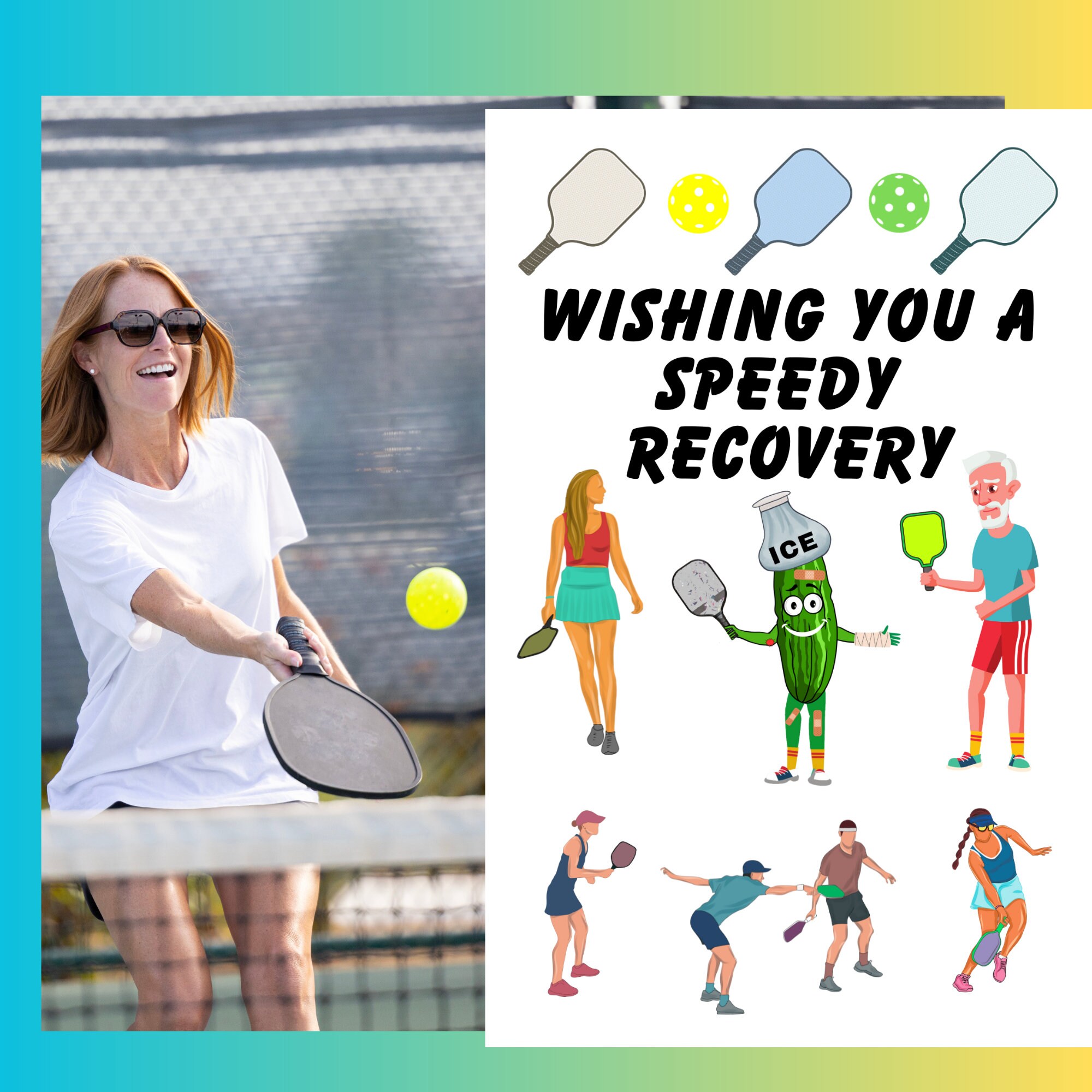 Pickleball Get Well Card Pickleball Gifts for Pickleball Playing ...